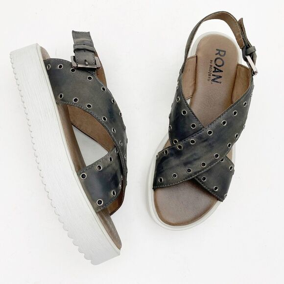 ROAN | Shoes | Roan Bed Stu Hali Bosco Gray Leather Riveted Platform ...